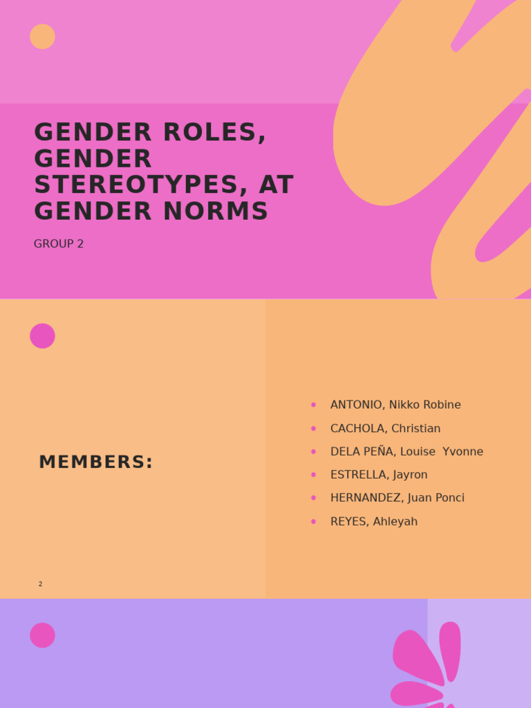 Gender Roles, Gender Stereotypes, at Gender Norms: Group 2 | PDF