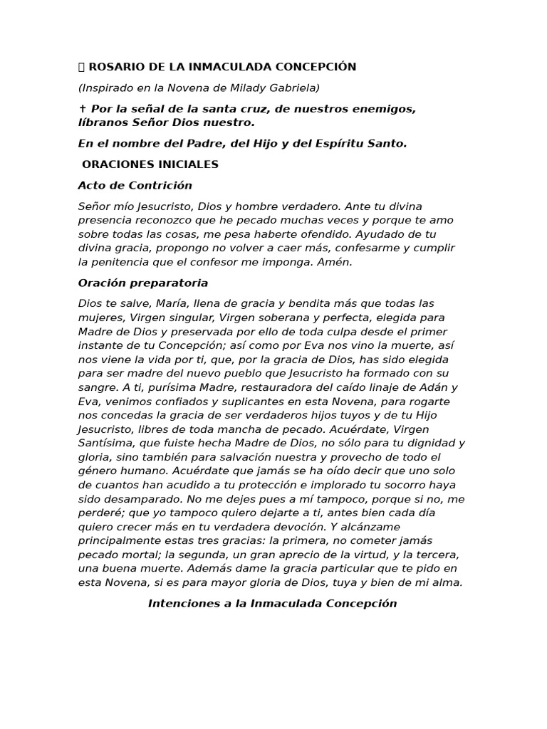 ROSARIO DE LA INMACULADA CONCEPCIÓN | PDF | María, madre de Jesús ...