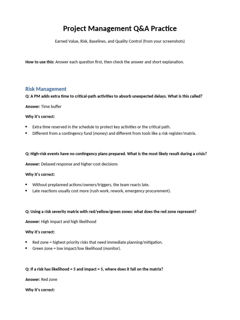Project Management QnA Practice | PDF
