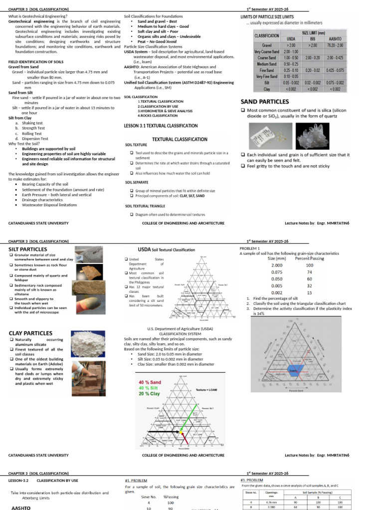 2. Chapter 3 Soil Classification Handouts 2 | PDF | Silt | Clay