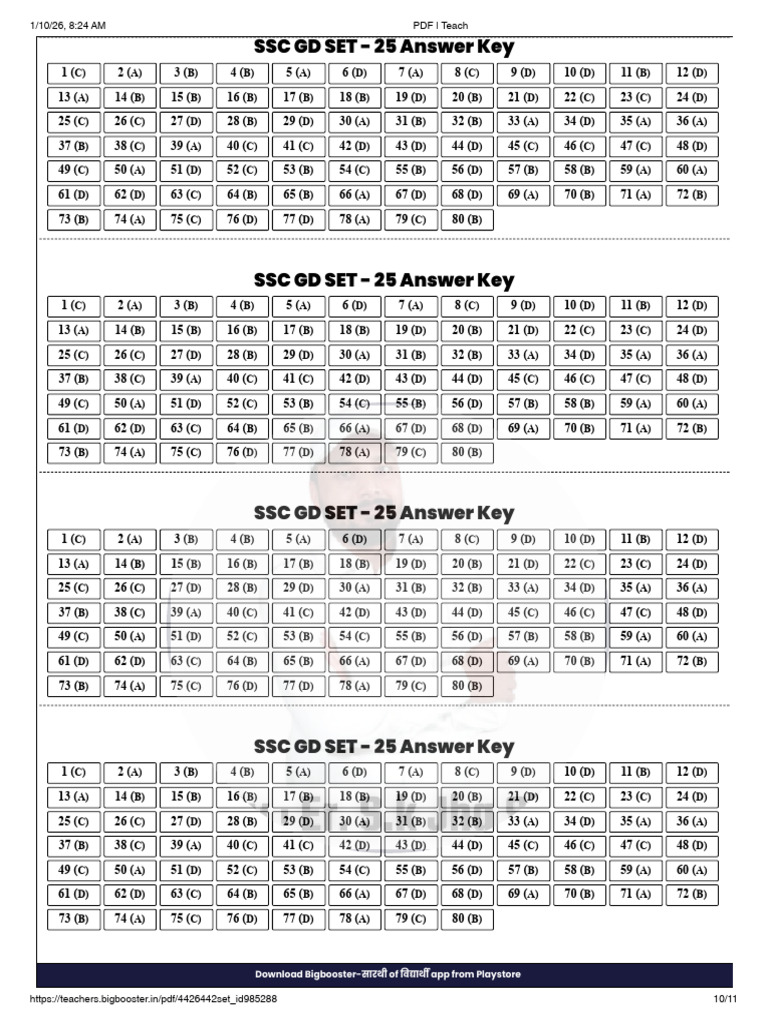 SSC GD Set 25 Answer Key | PDF | Alphabet Inc. | Google Play