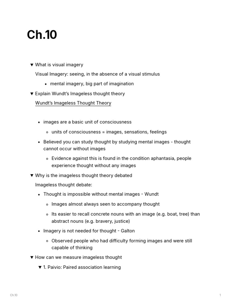 Understanding Visual Imagery and Thought | PDF | Mental Image | Perception