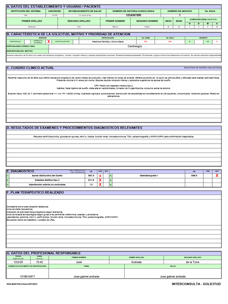 Sns-msp Hcu-Form.007 Pp | PDF | Obesidad | Diabetes