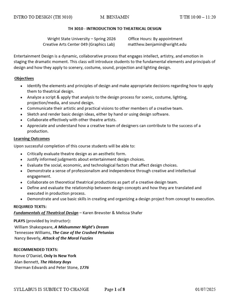 TH 3010 Spring 2026 Syllabus | PDF | Academic Dishonesty | Academic ...