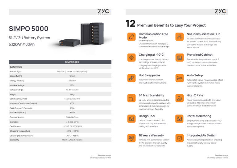 SIMPO 5000: 51.2V LiFePO4 Battery System | PDF | Electrical Engineering ...