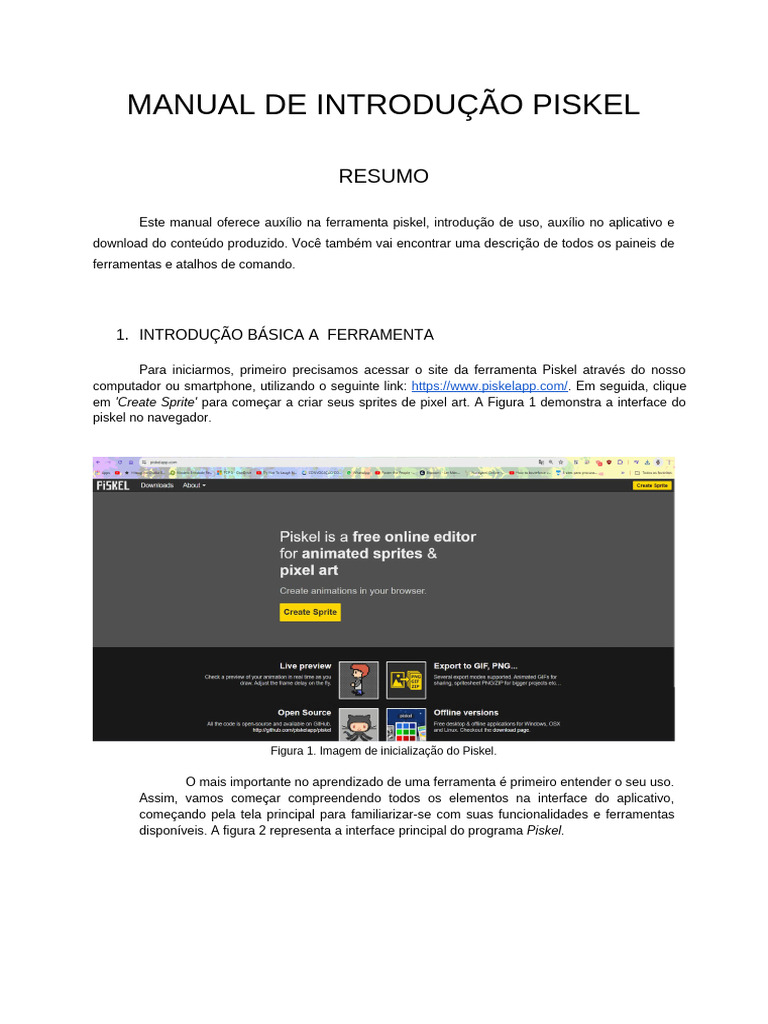 Manual de Introdução Piskel | PDF | Botão Ctrl | Desenho