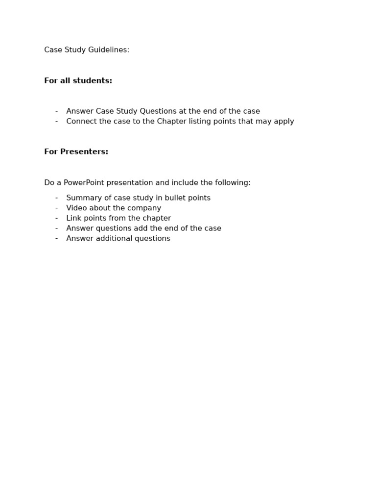 Case Study Guidelines (1) | PDF