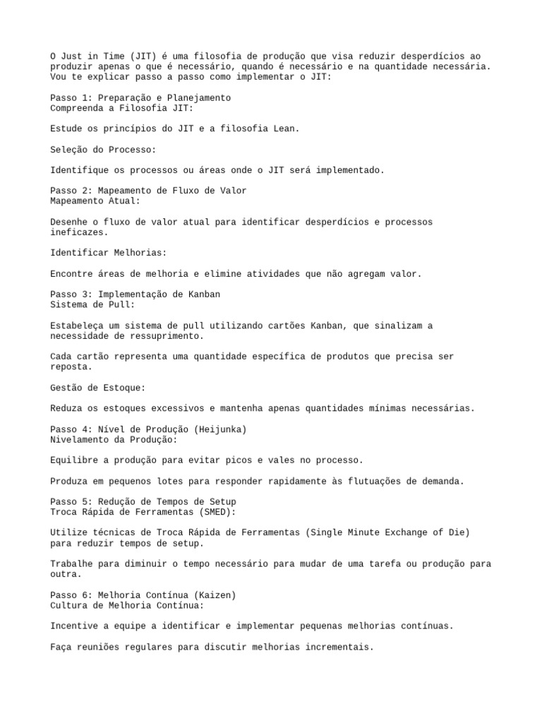 O Just in Time (JIT) é Uma Filosofi | PDF