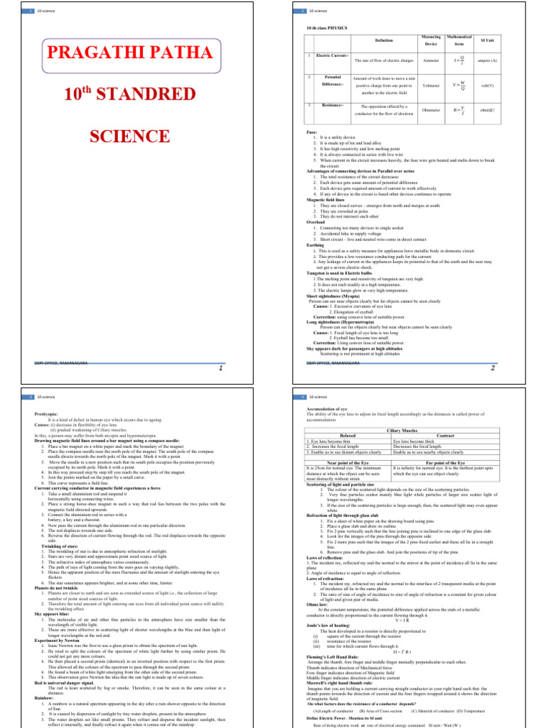 10th Grade Science Concepts Explained | PDF | Chemical Reactions | Acid