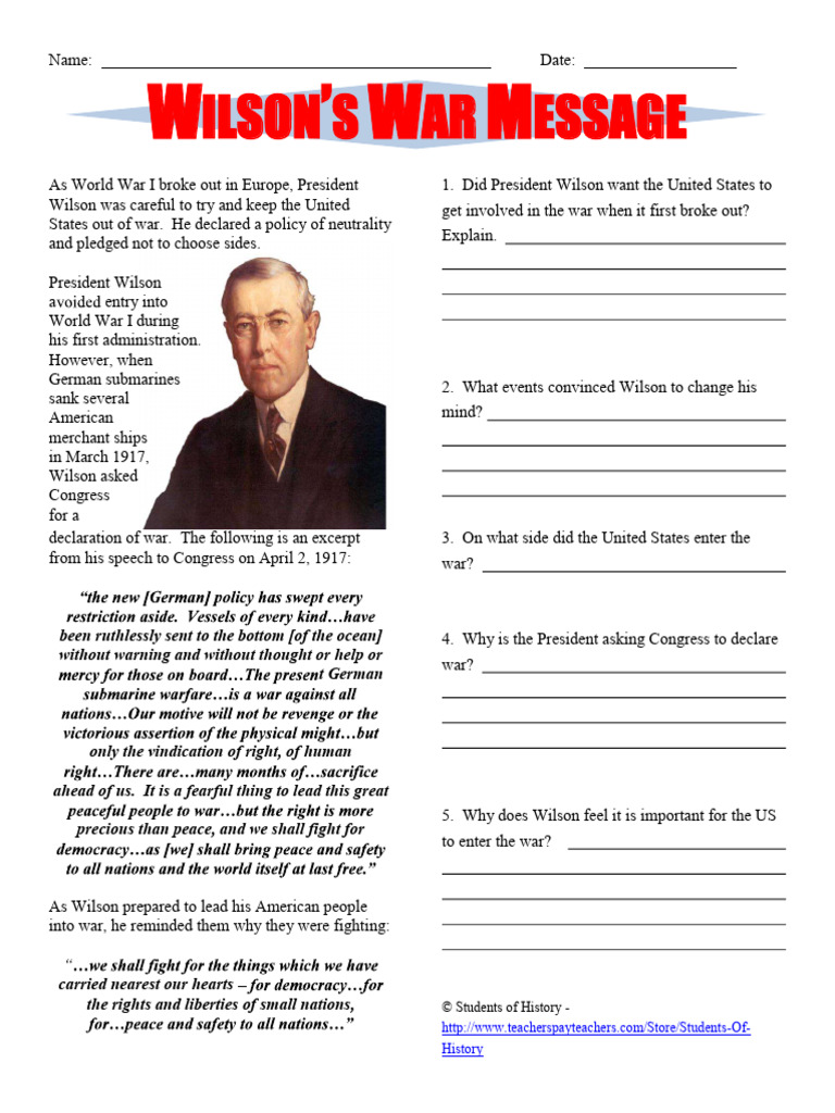 Wilsons War Message | PDF