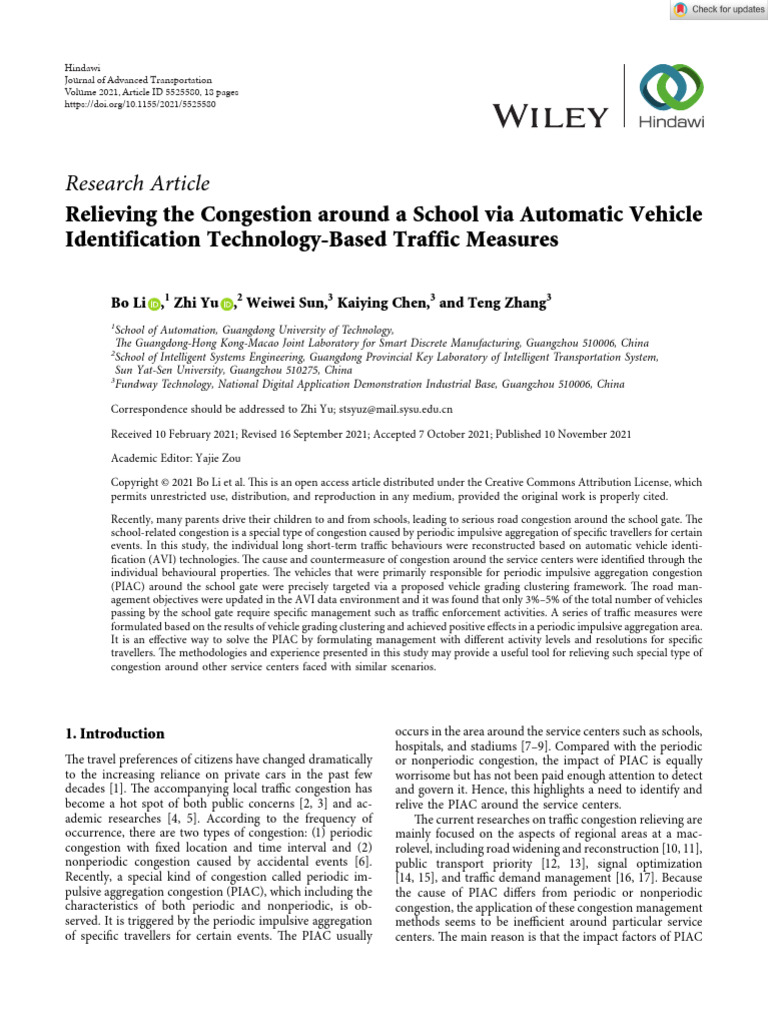 Journal of Advanced Transportation - 2021 - Li - Relieving The ...