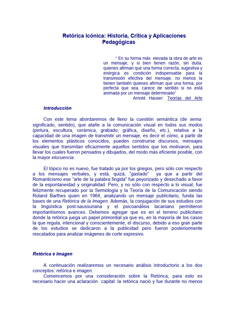 Retórica Icónica: Historia y Aplicaciones | PDF | Retórica | Metáfora