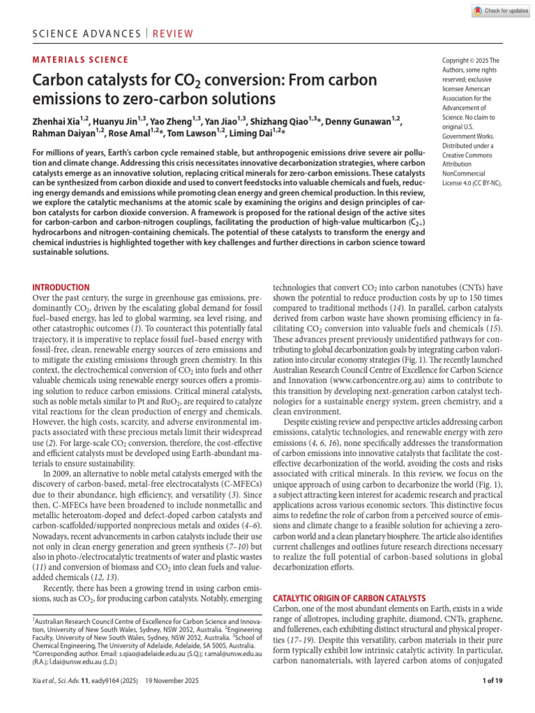 sciadv.ady9164 | PDF | Carbon Nanotube | Catalysis