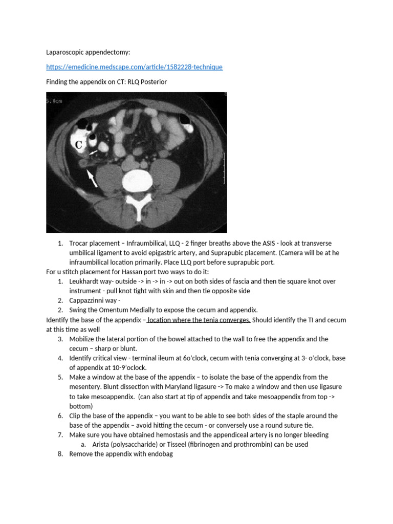 Laparoscopic Appendectomy Techniques Guide | PDF | Gastroenterology ...