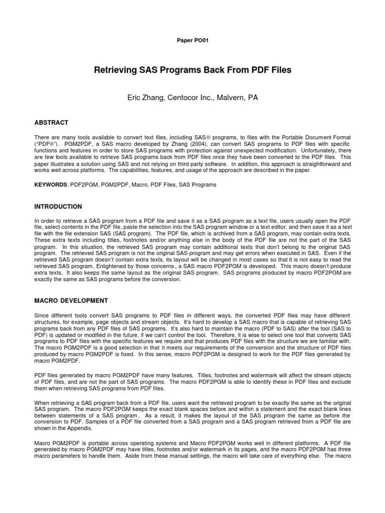 Pdf To Sas Datasets Sas Software Portable Document Format