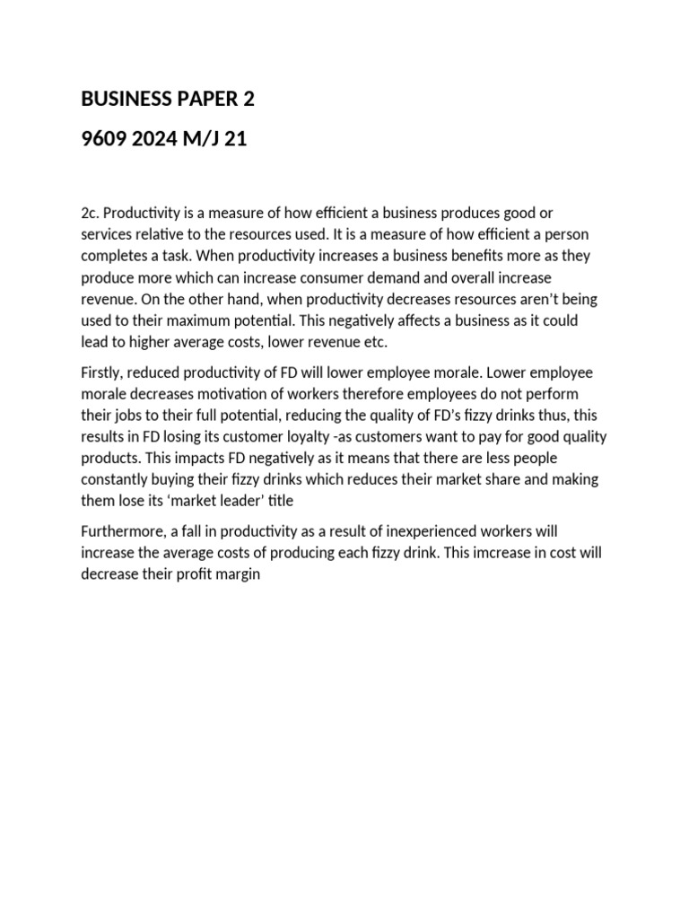 Business Paper 2 Homework | PDF