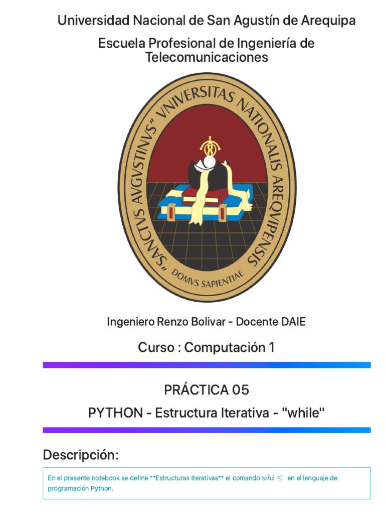 Practica 05 Estructura Iterativa - While - B 2025 Actual | PDF | Python ...