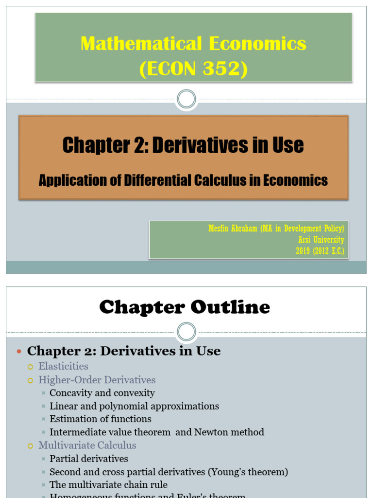 Derivatives in Economic Analysis | PDF | Derivative | Mathematical ...