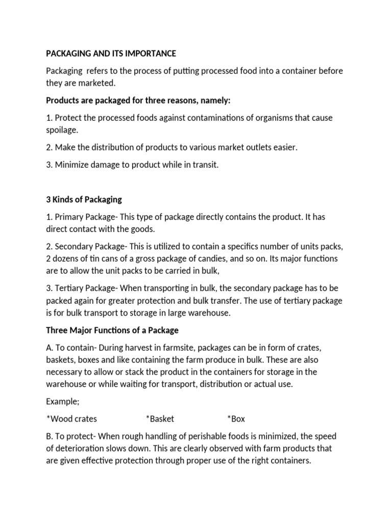 Importance of Food Packaging Explained | PDF | Fruit Preserves
