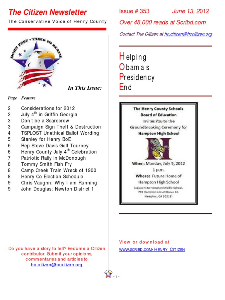 Henry County Conservative Newsletter | PDF | Primary Election | Georgia ...