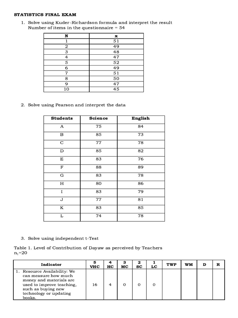Final Exam Gs Stat | PDF | Teachers | Teaching Method