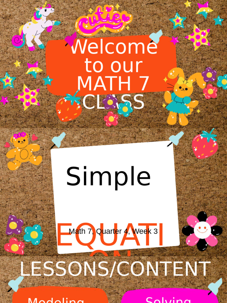 Grade 7 Math week-3-Quarter 4 Presentation | PDF | Equations | Algebra