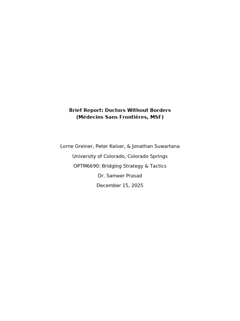 Brief Report (MSF) - Team 2 | PDF | Médecins Sans Frontières ...