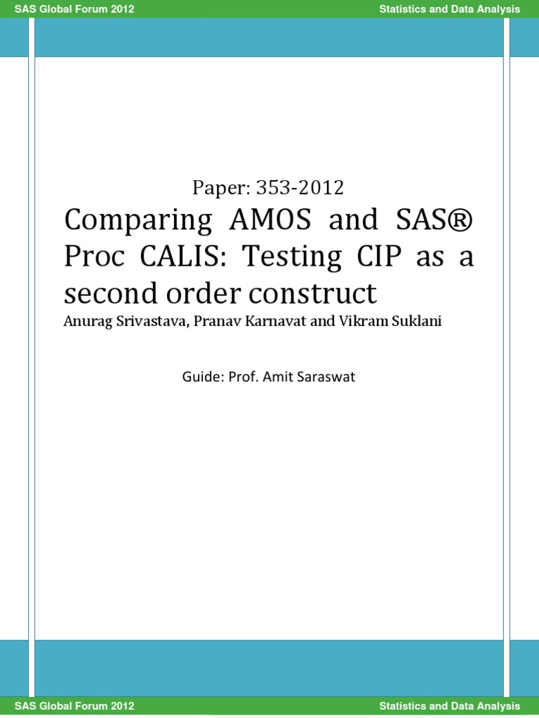 Comparing AMOS and SAS Proc CALIS | PDF | Sas (Software) | Likert Scale