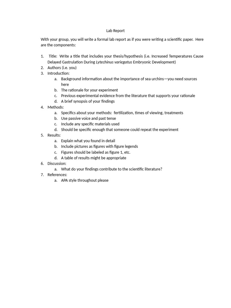 Sea Urchin Paper | PDF