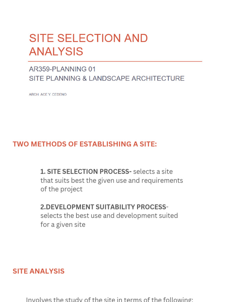 02-Parameters of Site Selection | PDF