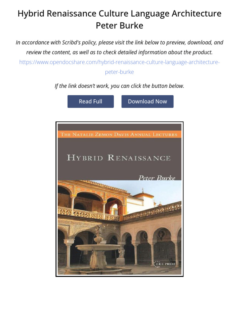 Hybrid Renaissance Culture Language Architecture Peter Burke | PDF ...