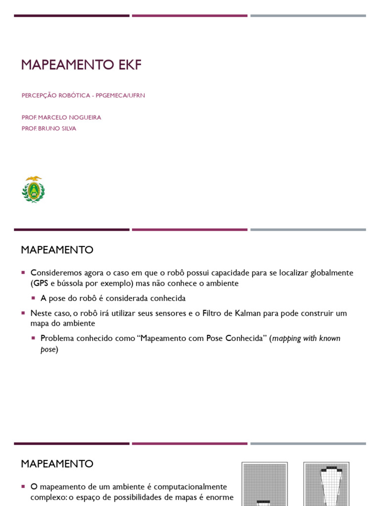 Percepo Robtica Aula 22 Mapeamento EKF | PDF | Matriz (Matemática) | Filtro de Kalman