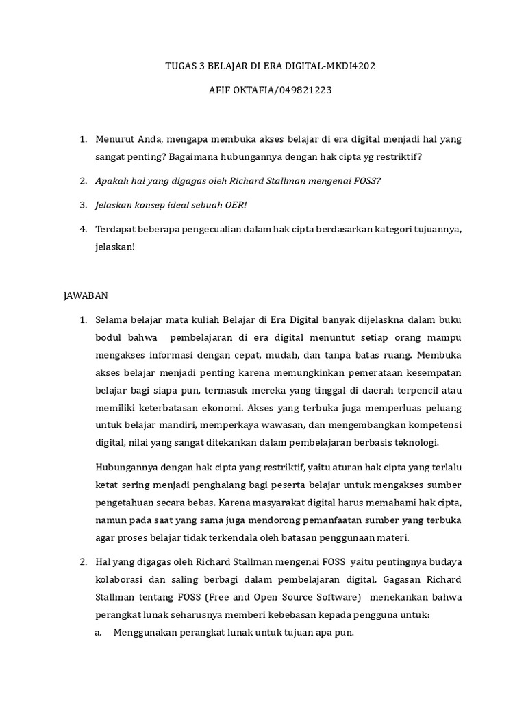 Akses Belajar Digital dan Hak Cipta | PDF