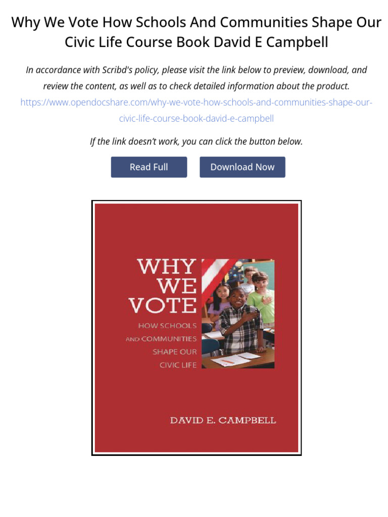 Why We Vote How Schools And Communities Shape Our Civic Life Course ...
