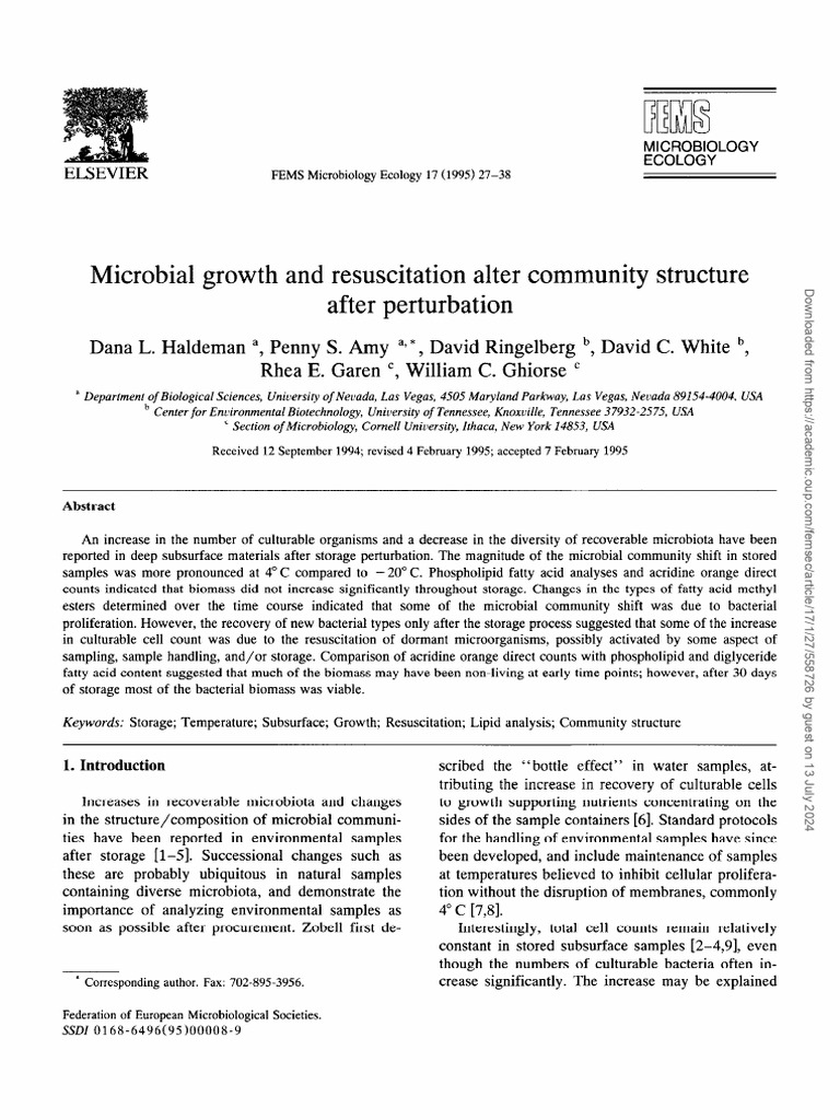 Microbial growth and resuscitation alter community structure | PDF ...
