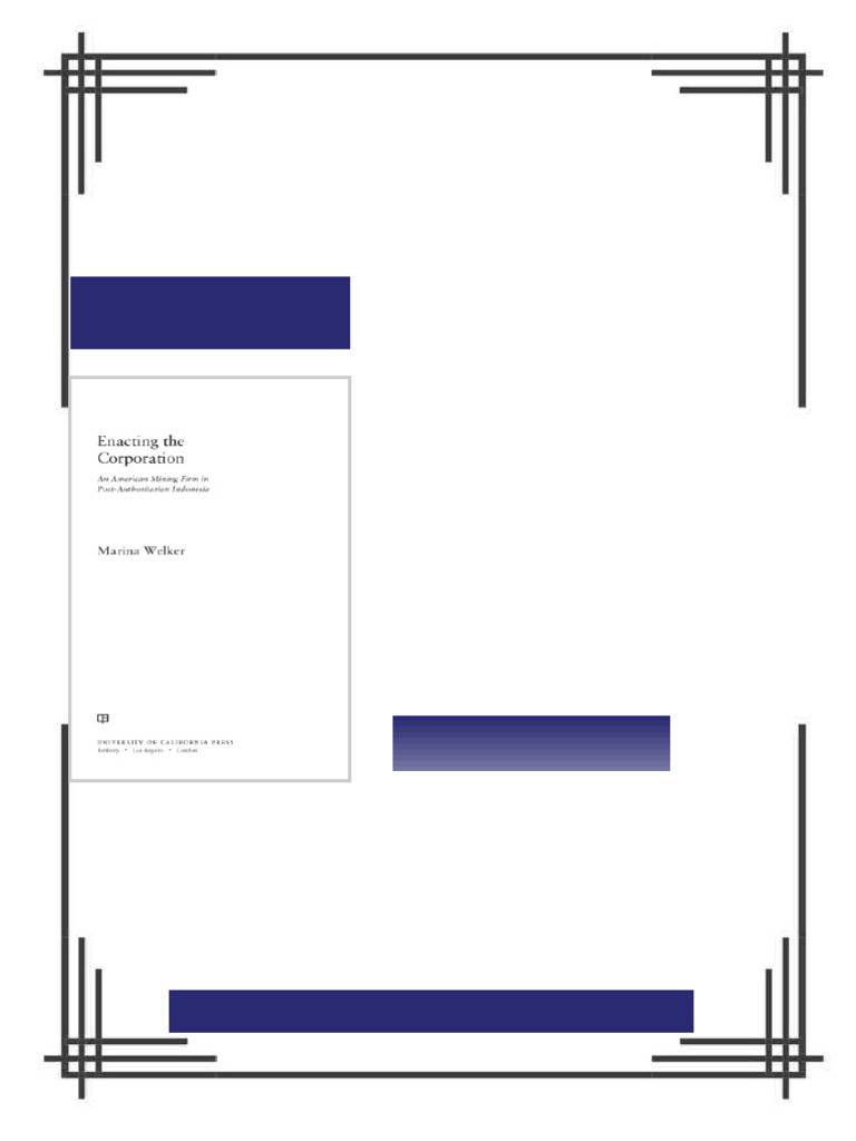 Enacting the Corporation An American Mining Firm in Post Authoritarian ...