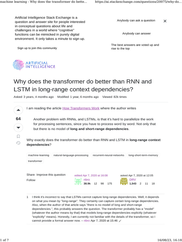 Machine Learning - Why Does the Transformer Do Better Than RNN and LSTM ...