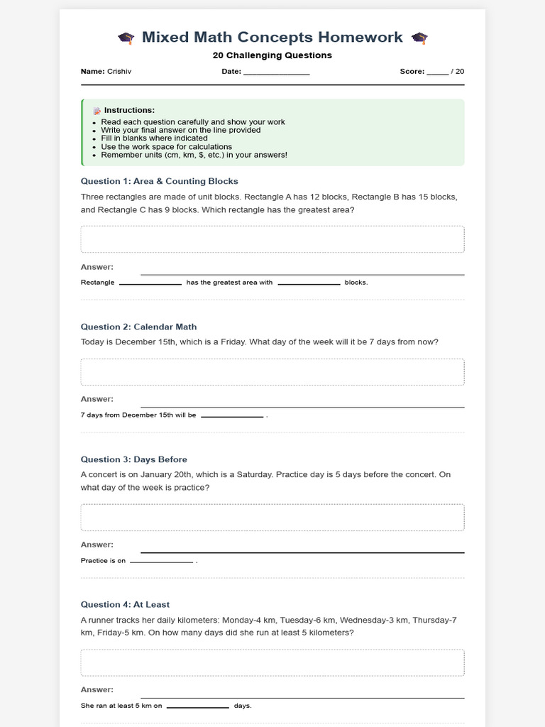 Crishiv's Math Homework Sheet | PDF | Area | Mathematics