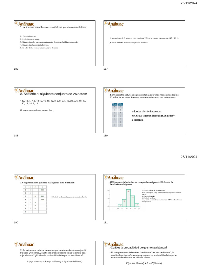 Guia Final 1 | PDF | Mediana | Matemáticas