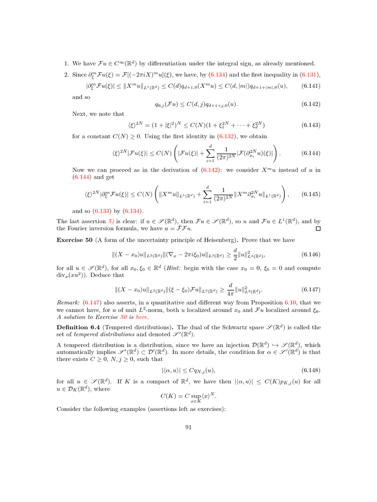 Fourier Transform and Tempered Distributions | PDF | Distribution ...