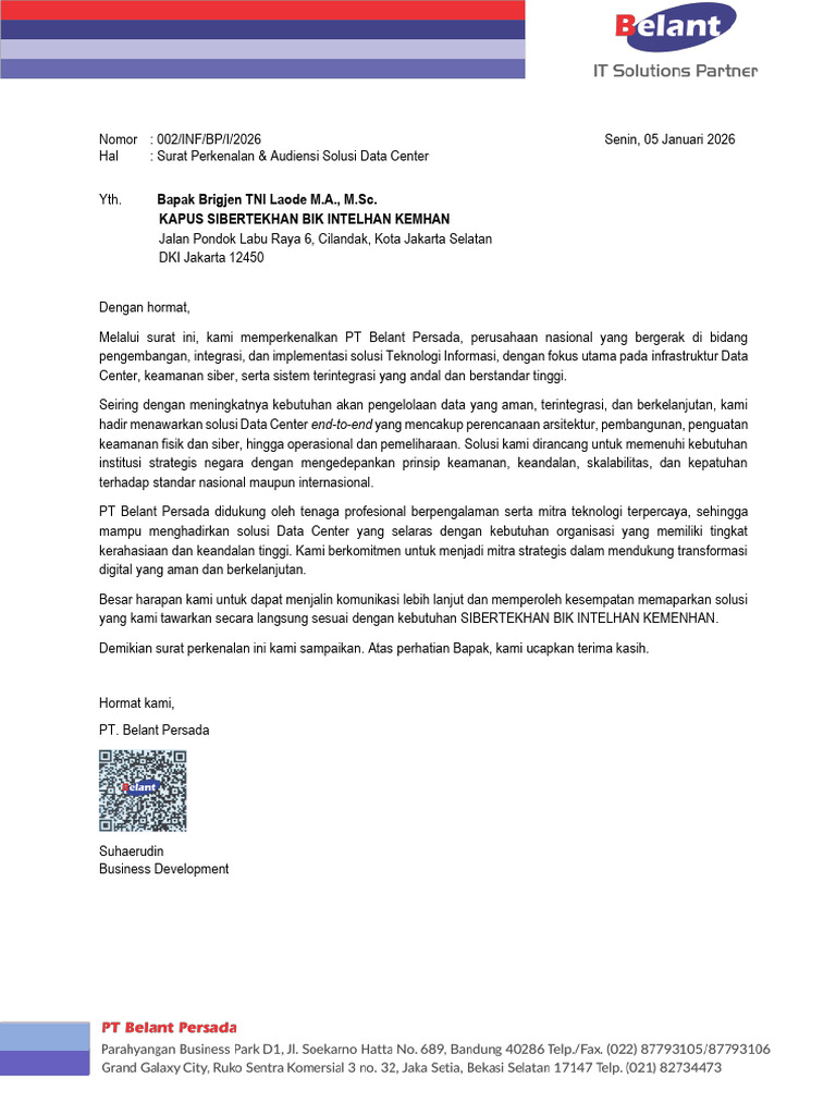Solusi Data Center PT Belant Persada | PDF