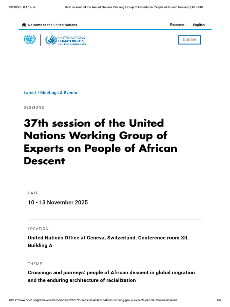 37th Session of the United Nations Working Group of Experts on People ...