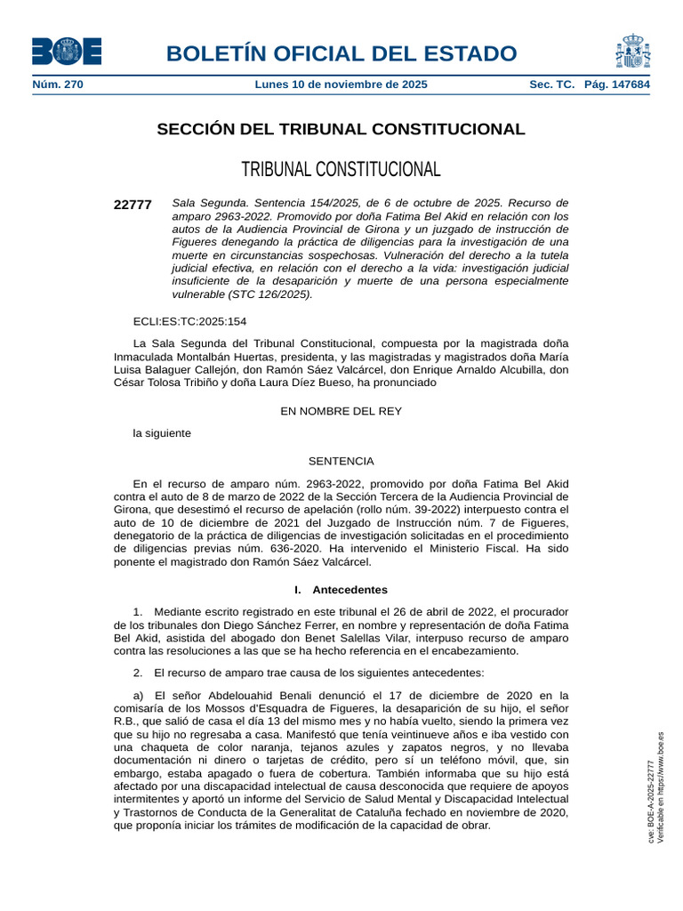 STC 10 11 2025 154 2025 | PDF | Convenio europeo de derechos humanos | Fiscal