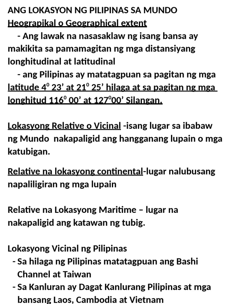 Ang Lokasyon NG Pilipinas Sa Mundo | PDF