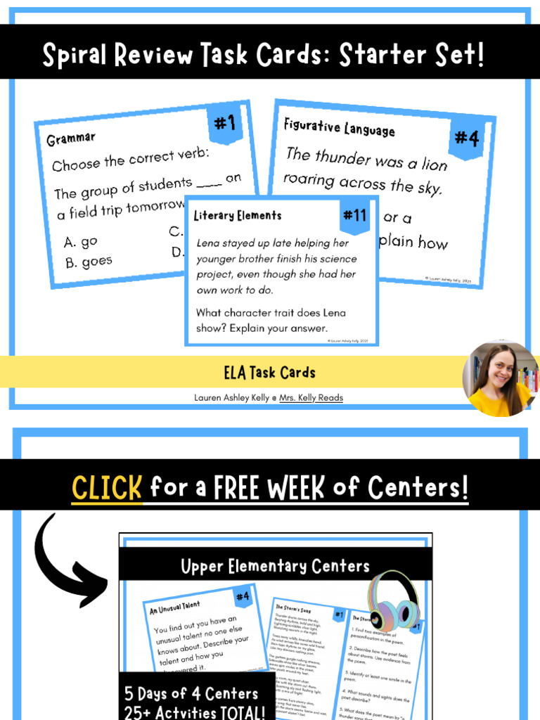 FREETaskCardsFigurativeLanguageGrammarELAReview5thGrade6thGrade-1 | PDF