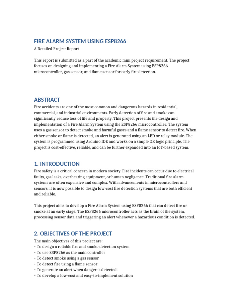 Fire Alarm System Detailed Report 5 Pages | PDF | Sensor | Arduino
