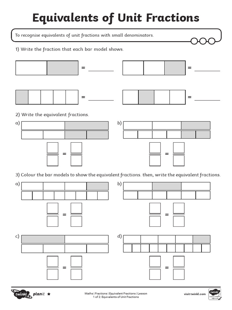 t m 34944 Equivalents of Unit Fractions Differentiated Maths Activity ...