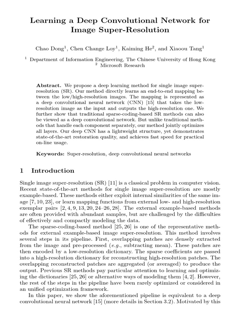 Deep Learning for Image Super-Resolution | PDF | Deep Learning | Signal ...