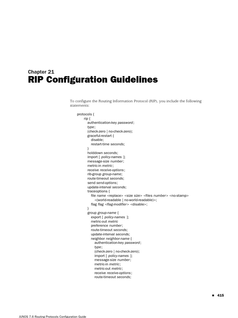 RIP Configuration Guidelines: To Configure The Routing Information ...