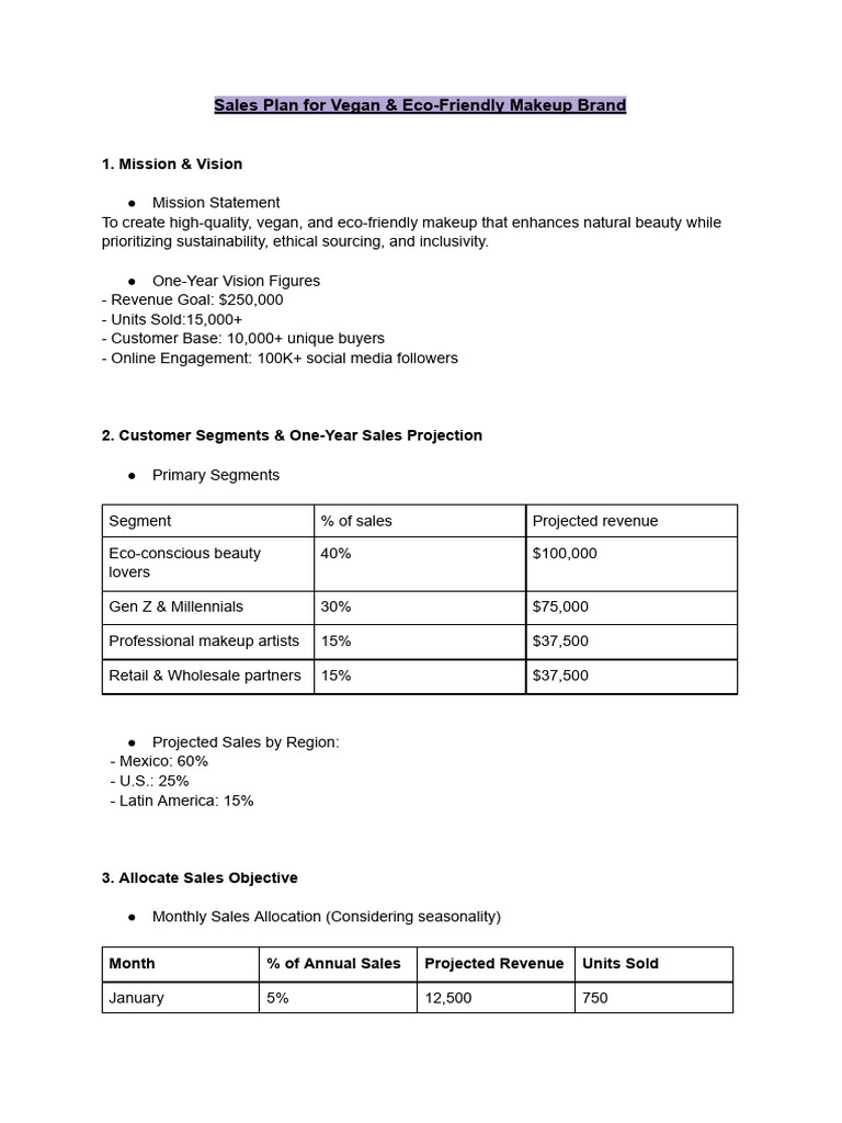 Sales Plan | PDF | Sales | E Commerce